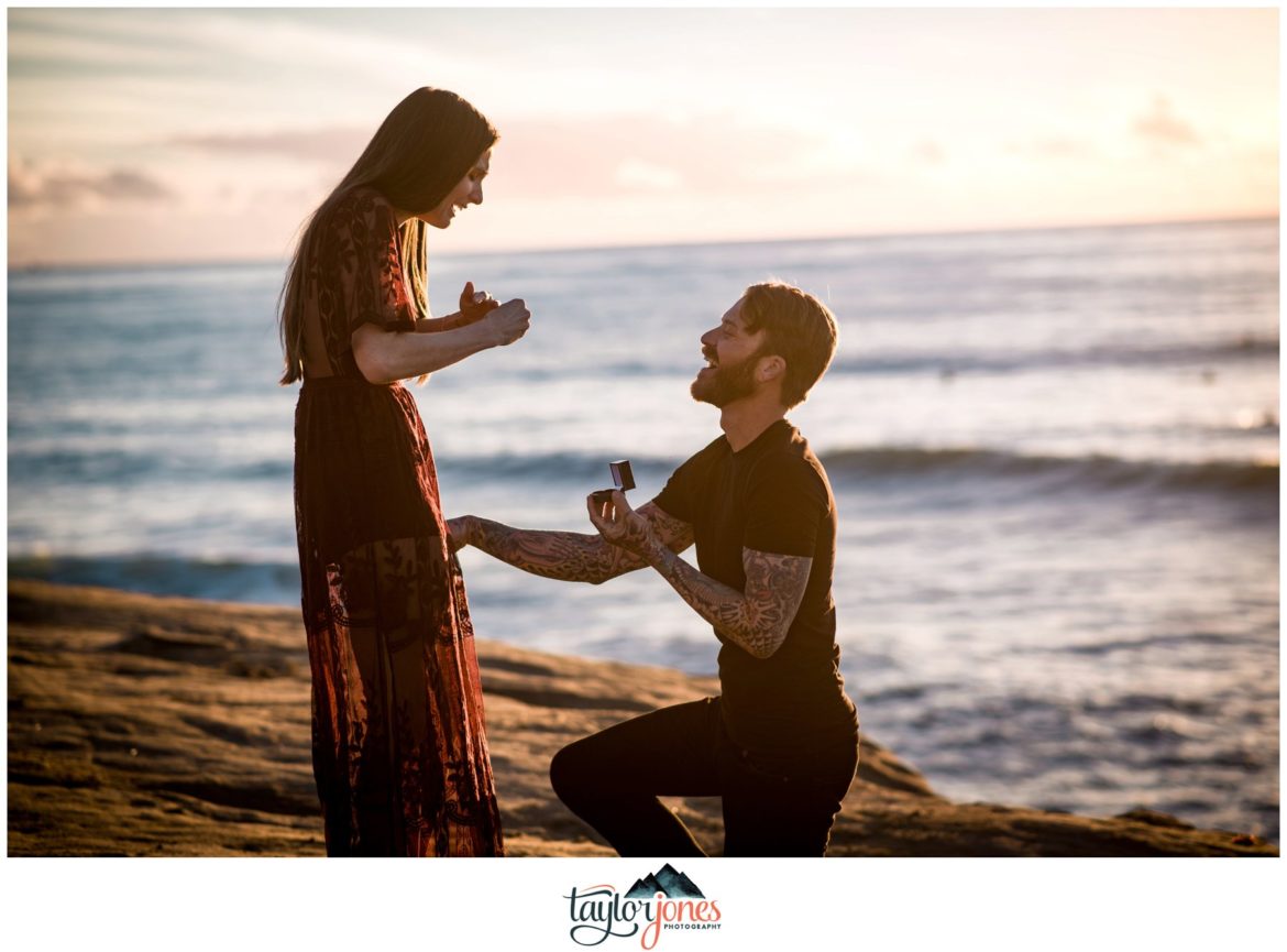 San Diego Sunset Cliffs Engagement Proposal | Emily and Matt